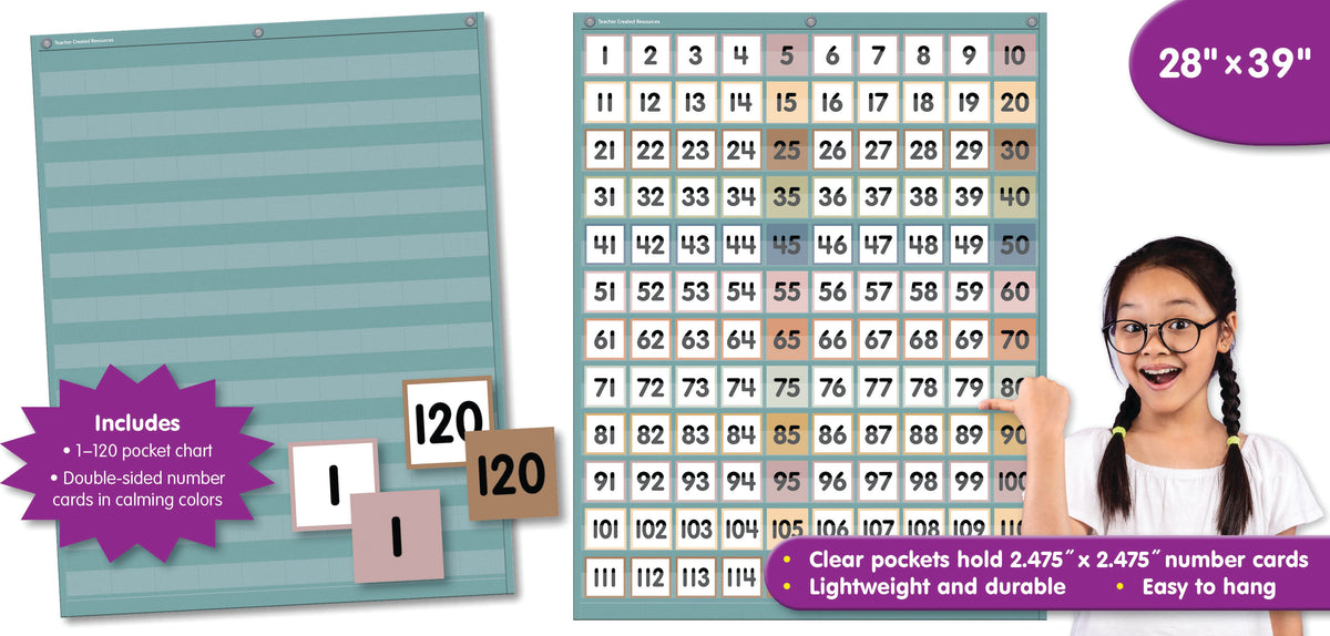 Calming Colors 1–120 Pocket Chart | National School Products