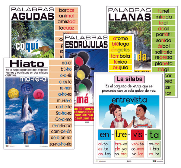 Syllables Spanish Laminated Chart Set | National School Products