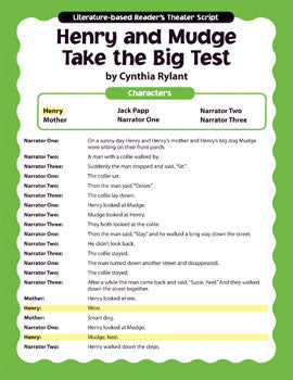 Henry & Mudge Take The Big Test Readers Theater Scripts | National ...