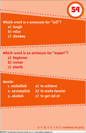 Brain Blasters Vocabulary Practice Cards Grade 6 | National School Products