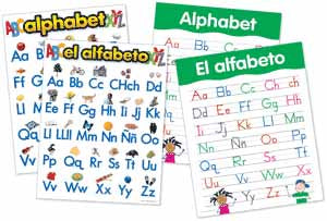 Alphabet Charts (4) English & Spanish | National School Products