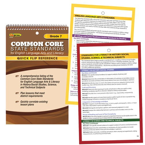 Common Core State Standards Quick Flip Reference Grade 7 - ELA ...