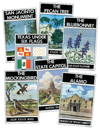 Texas Symbols Laminated Posters Set | National School Products