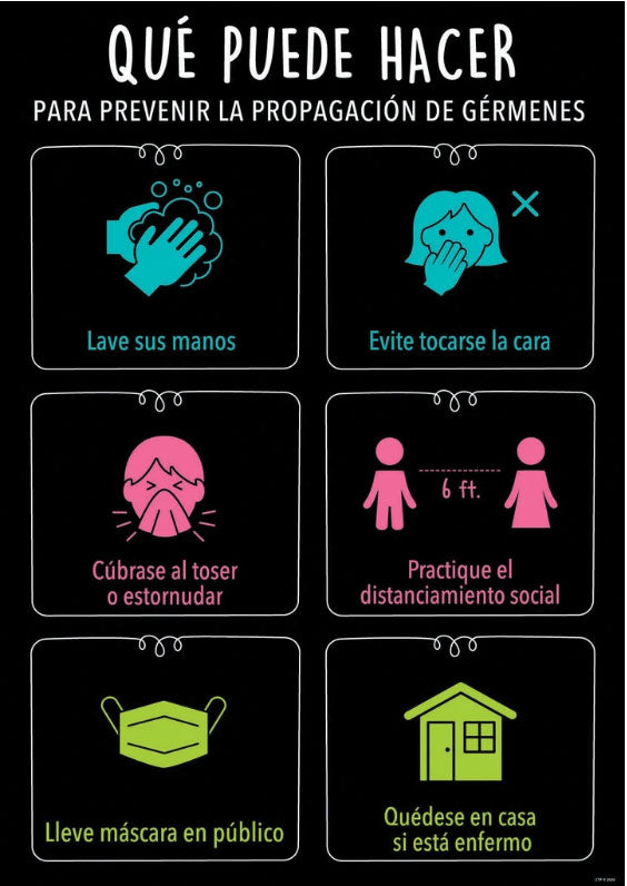 Prevent Spreading Germs Spanish Poster Laminated | National School Products
